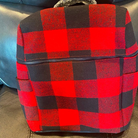 Jen & Co | Bags | Jen Co Backpack Purse Black And Red Plaid Soft Vegan ...